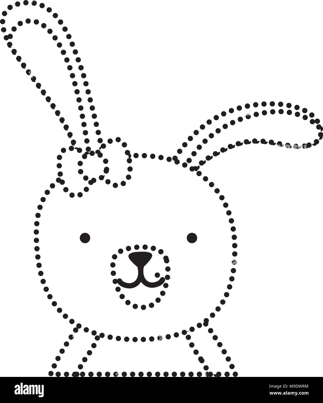 dotted shape cartoon rabbit female with ribbon bow Stock Vector Image ...