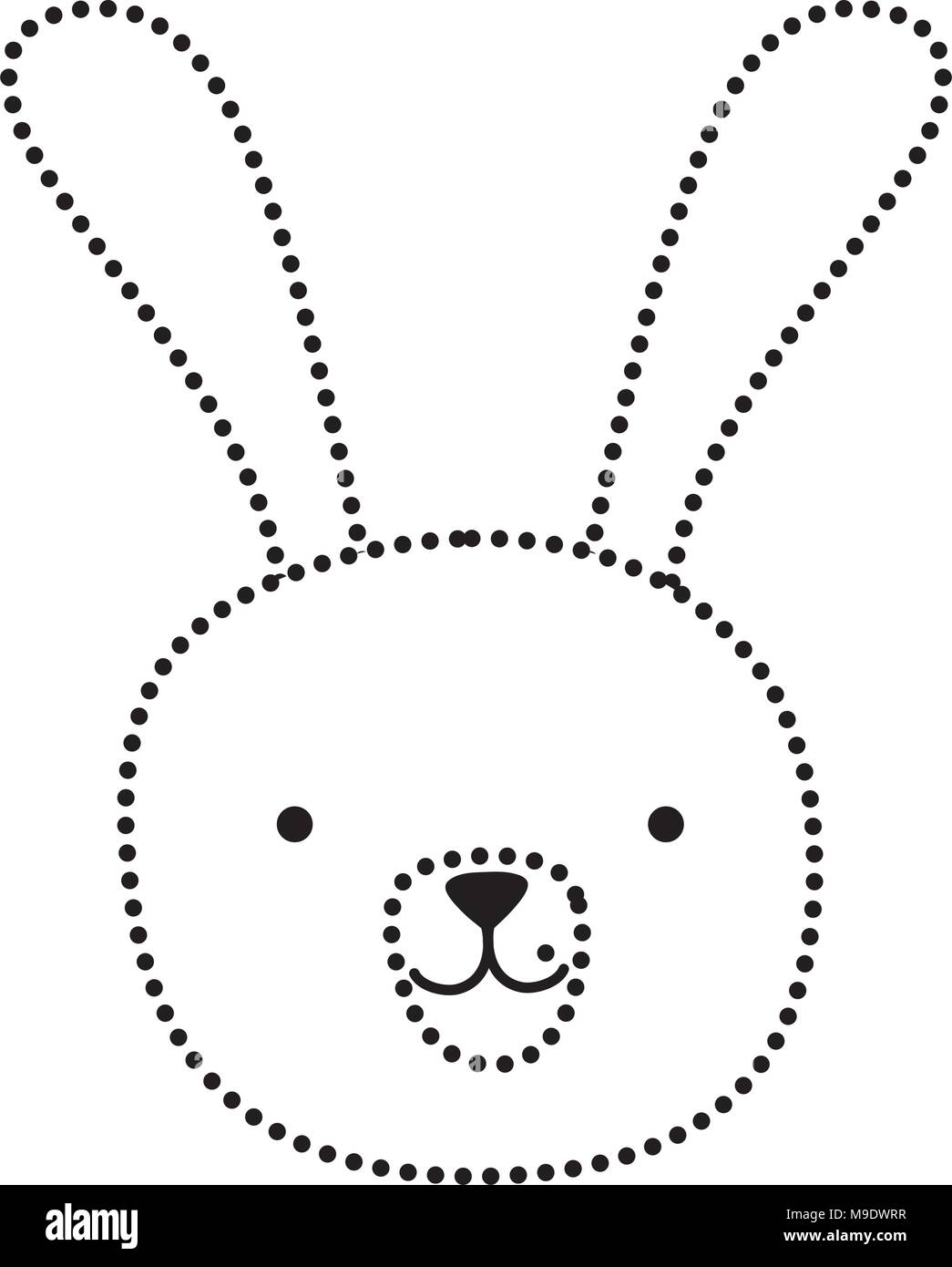dotted shape cartoon rabbit male head animal Stock Vector Image & Art ...