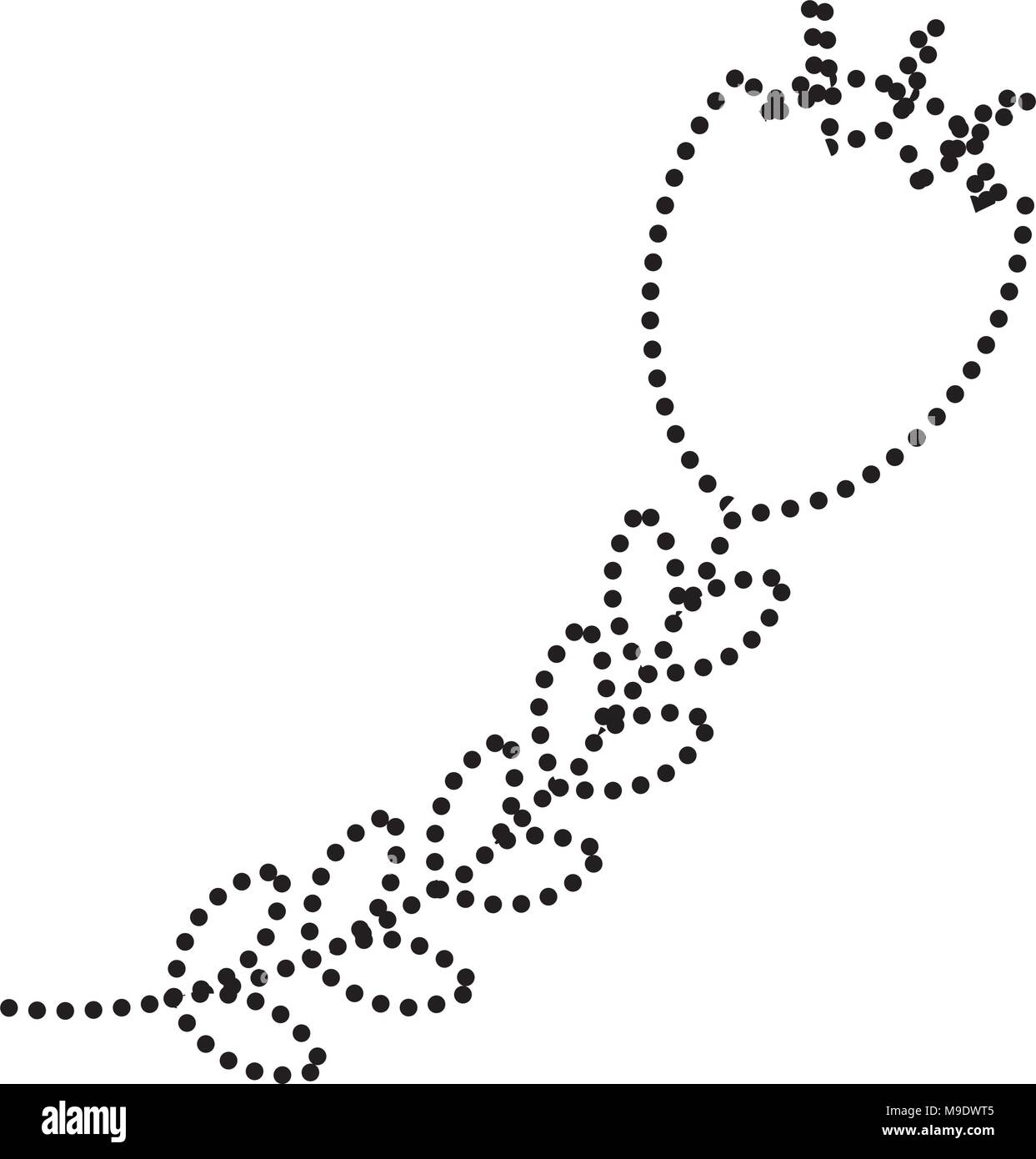 dotted shape beautiful flower with leaves branches design Stock Vector ...