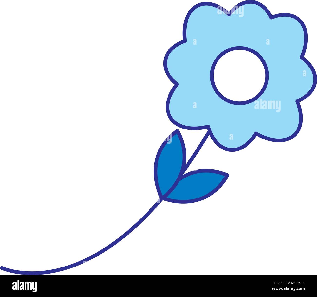 duo color beautiful flower with petals and leaves design Stock Vector ...