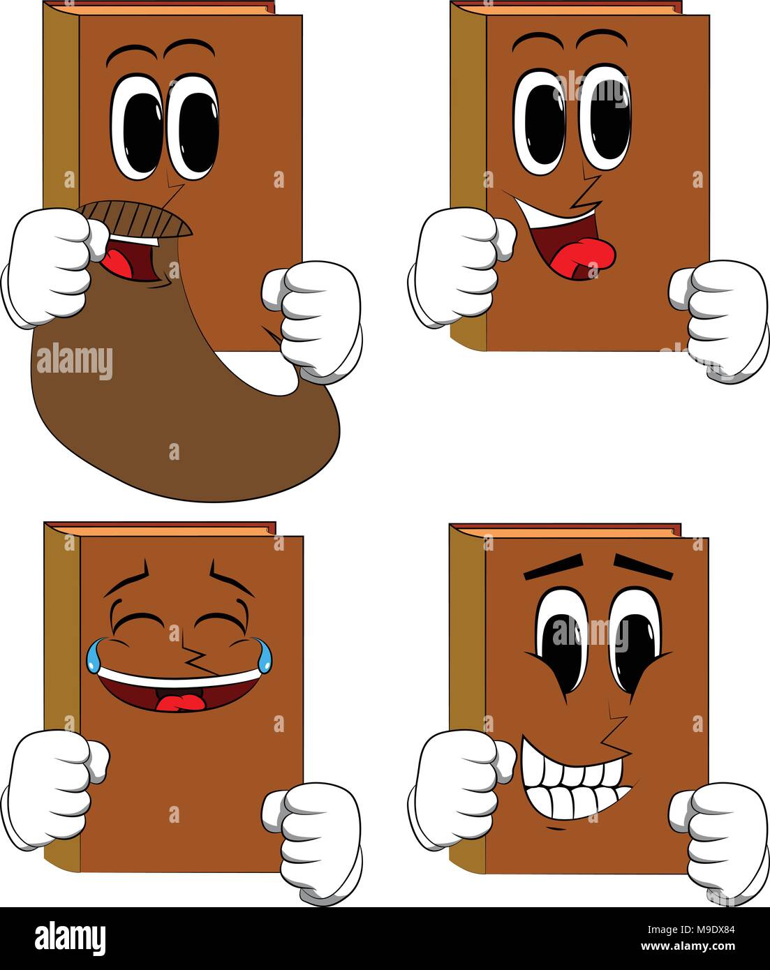 Books holding his fists in front of him ready to fight. Cartoon book ...