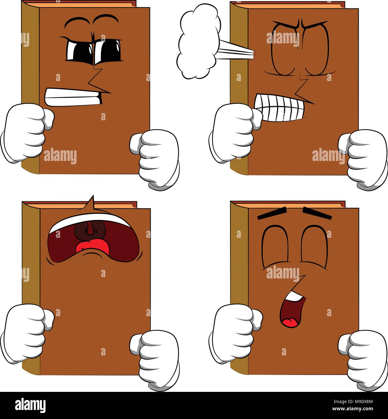 Books holding his fists in front of him ready to fight. Cartoon book ...