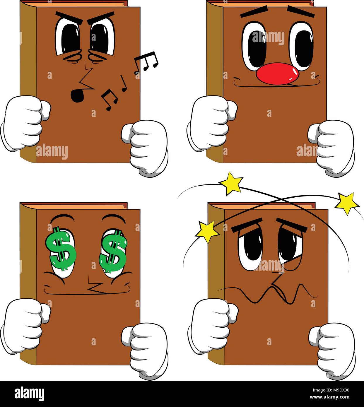 Books holding his fists in front of him ready to fight. Cartoon book ...