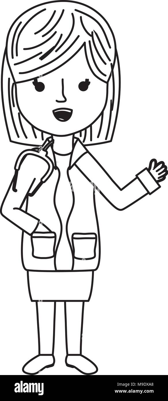 line woman doctor with medicine stethoscope and uniform Stock Vector ...