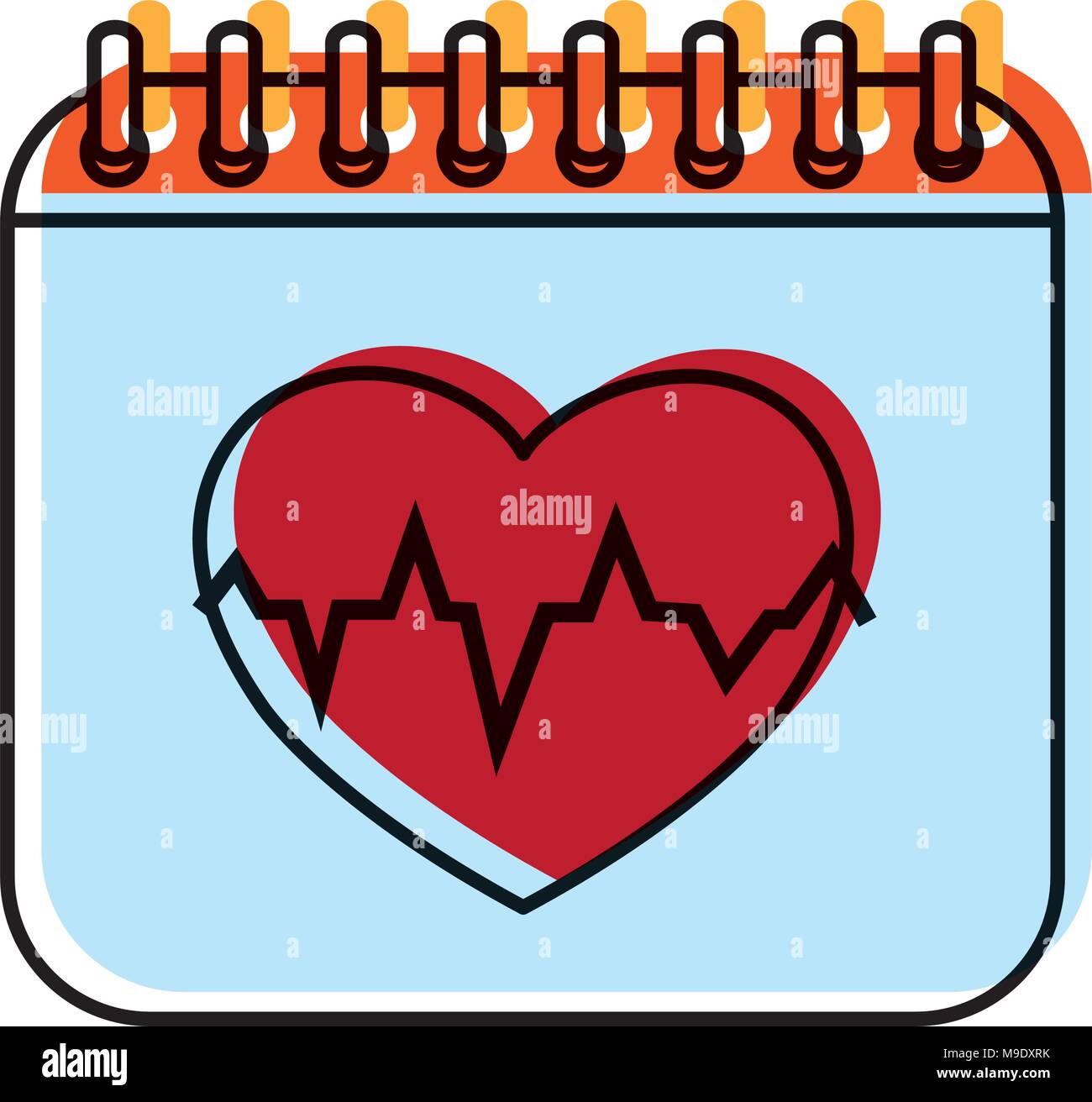 moved color calendar with heartbeat to organize information event Stock ...