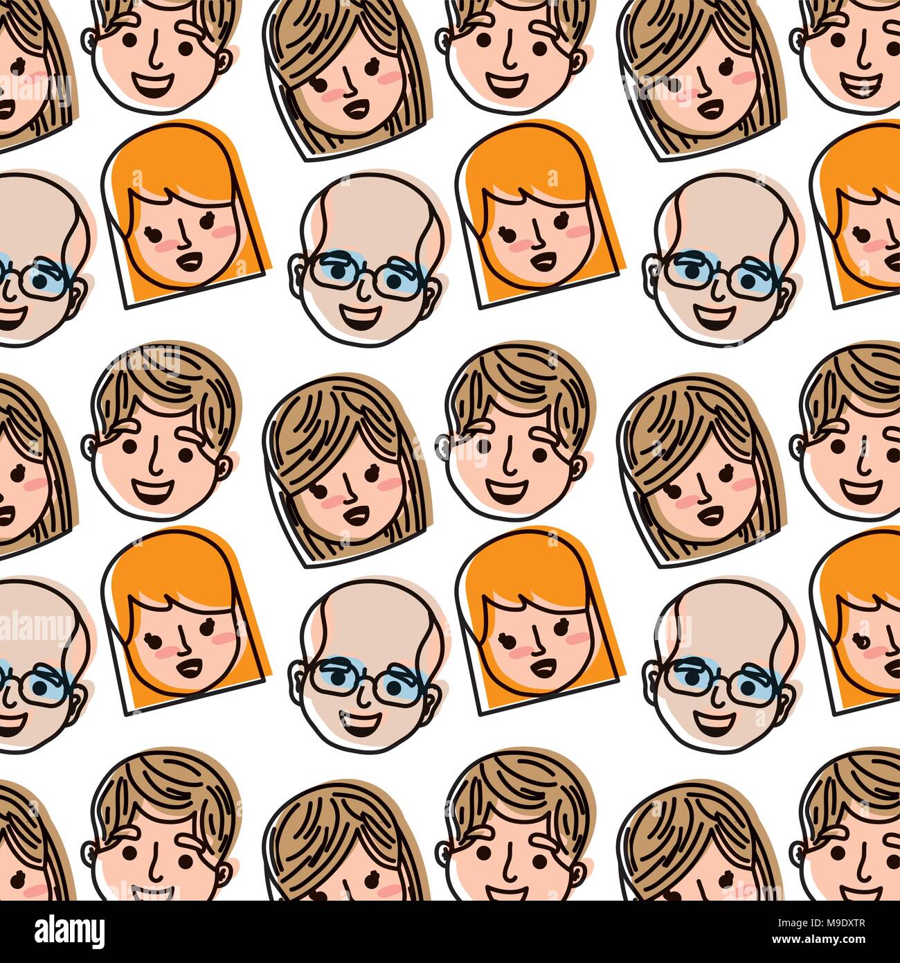 moved color woman and man head with hairstyle background Stock Vector ...