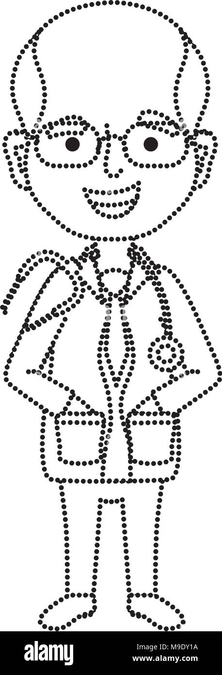 dotted shape man doctor with glasses and stethoscope medical tool Stock ...