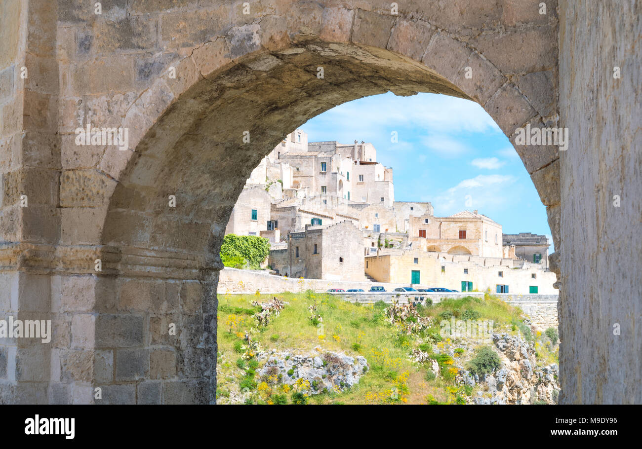 Matera, Italy, old town, the architectures of the Sasso Caveoso area ...