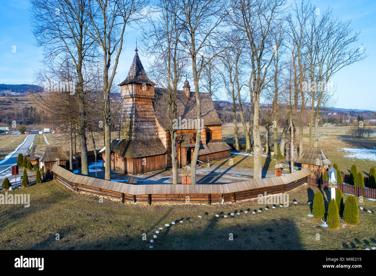 Debno, Poland. Medieval wooden Gothic church of the Saint Archangel ...