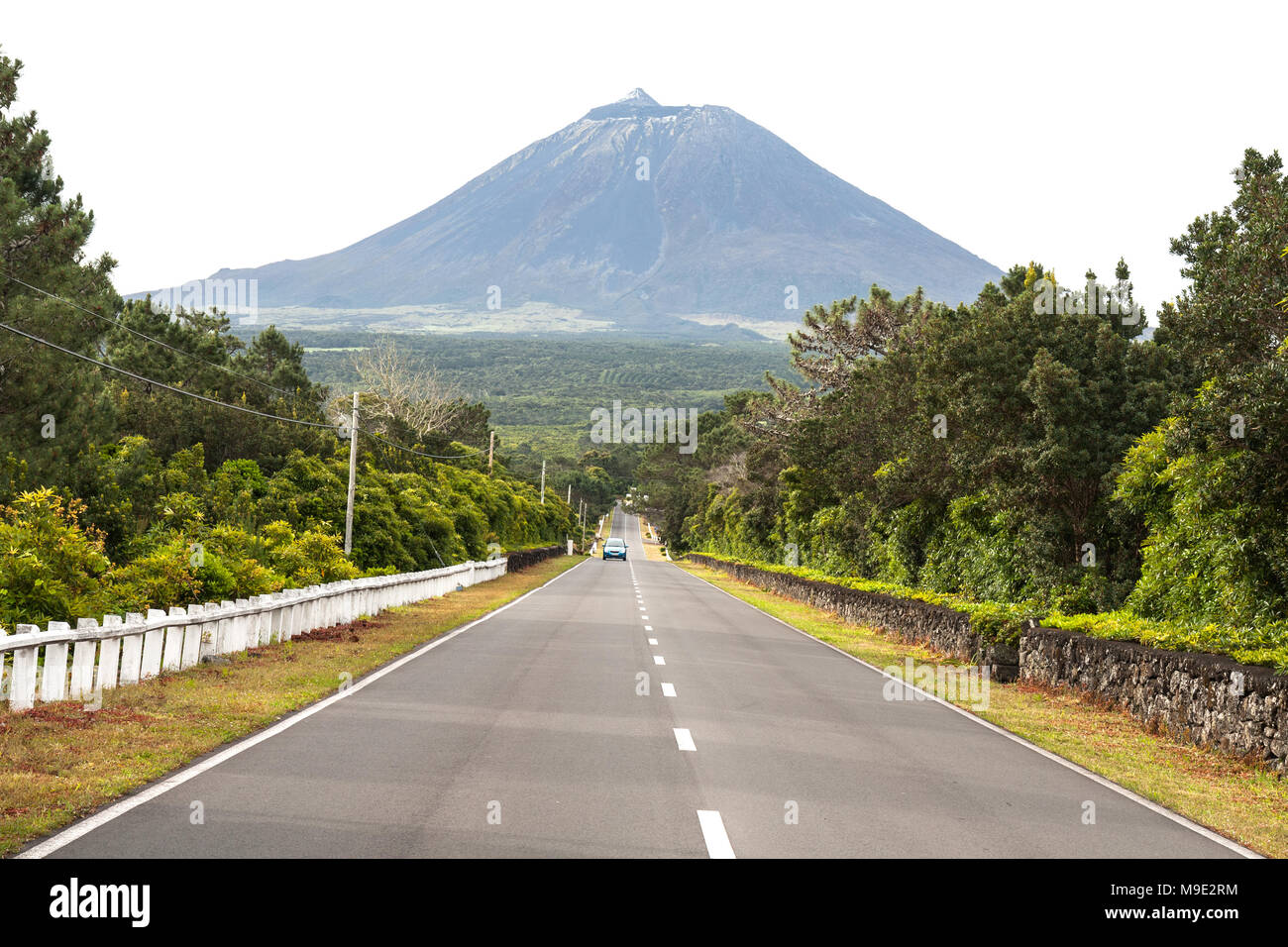 View of the Pico volcano in a light haze, Pico Island, Azores Stock ...