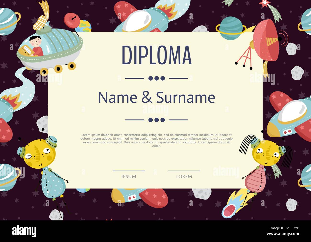 Diploma Cartoon Vector Template Stock Vector Image & Art - Alamy