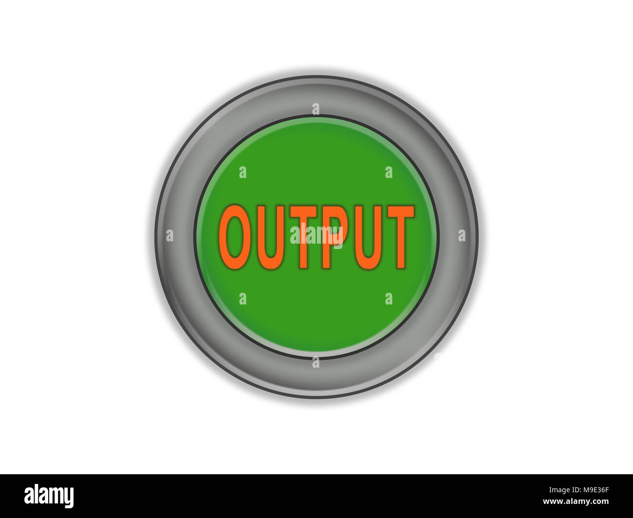 The green button with the volume and with the words OUTPUT, white ...
