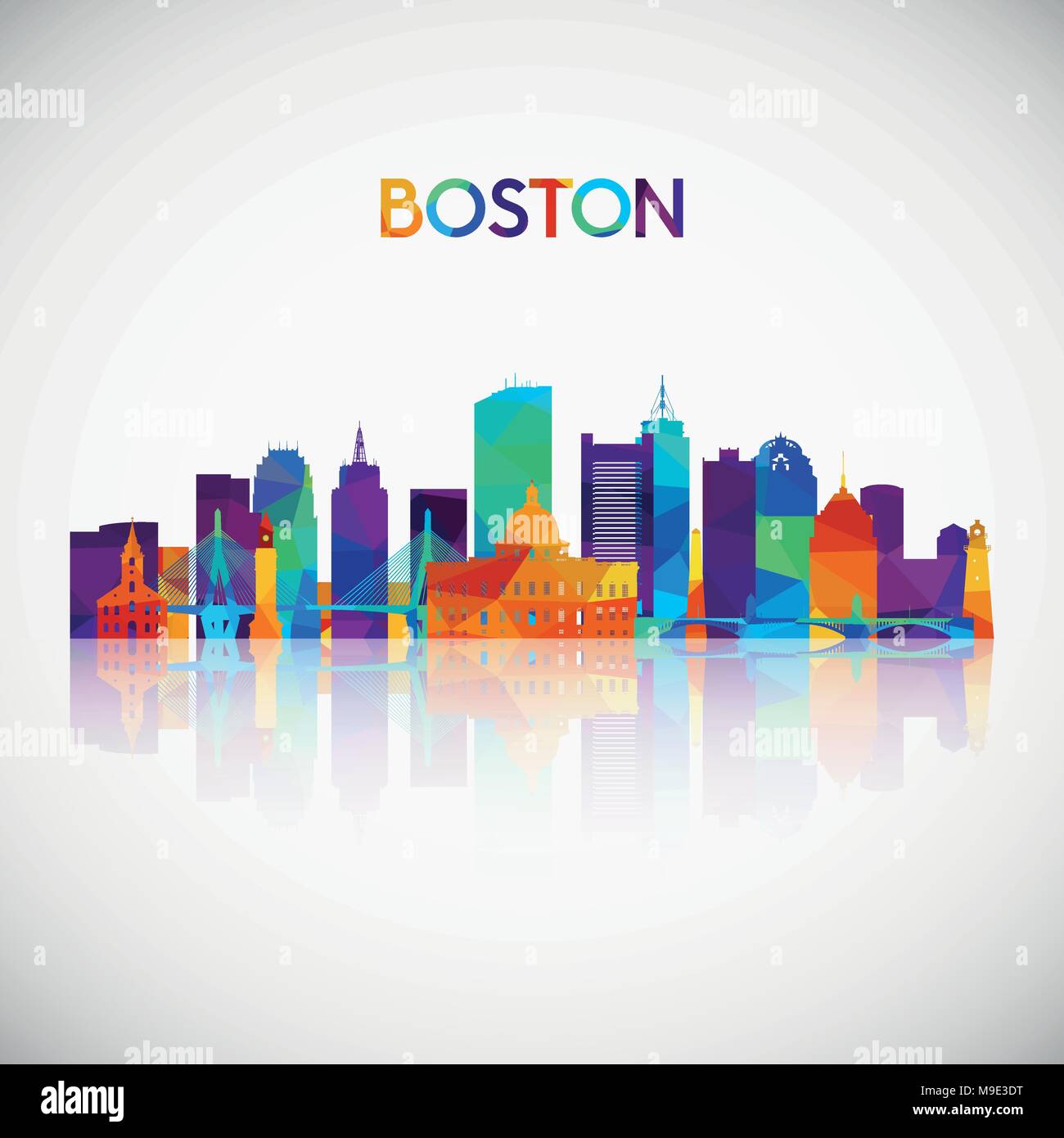 Boston skyline silhouette in colorful geometric style. Symbol for your ...