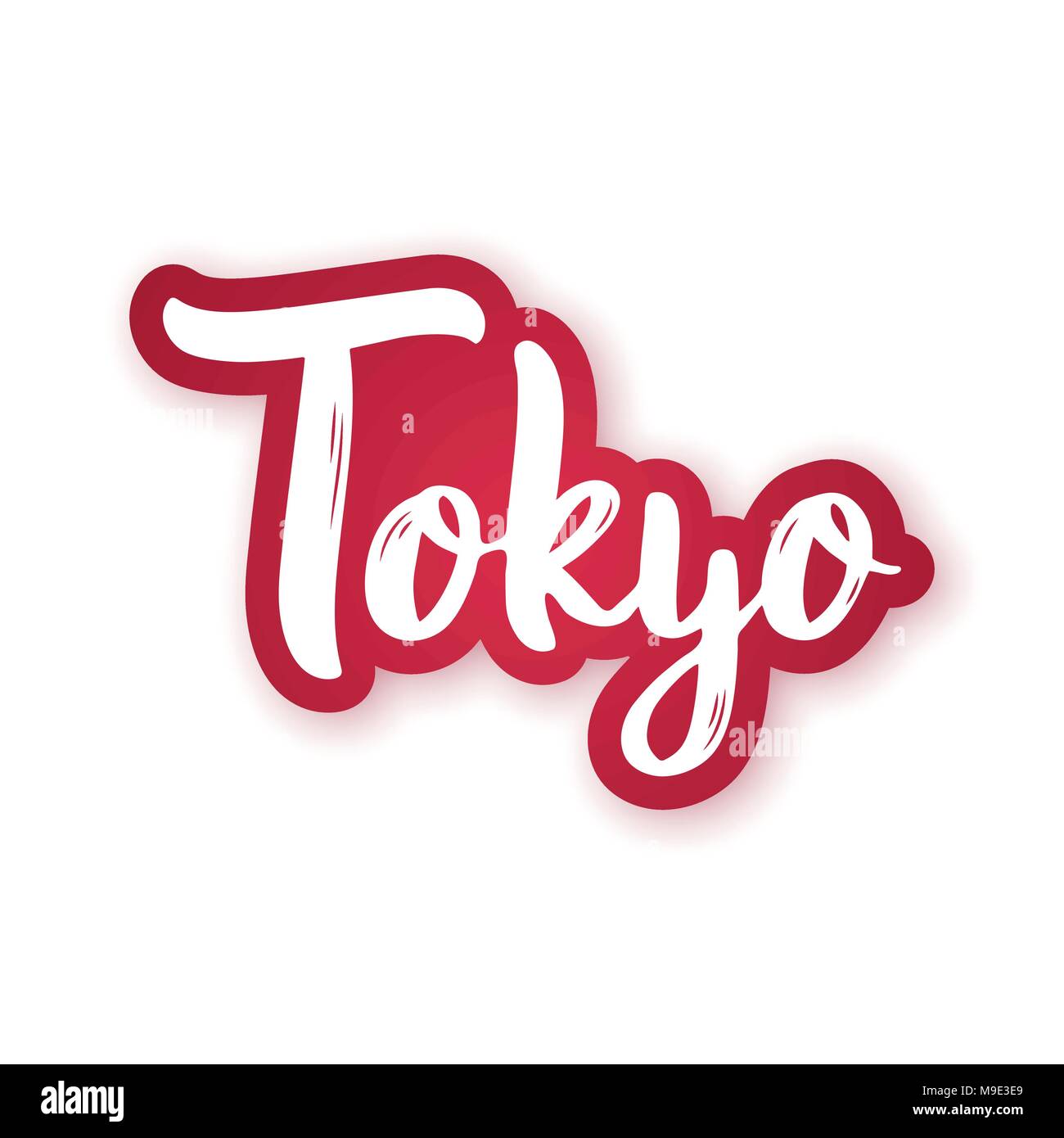 Tokyo - hand drawn lettering phrase. Sticker with lettering in paper ...