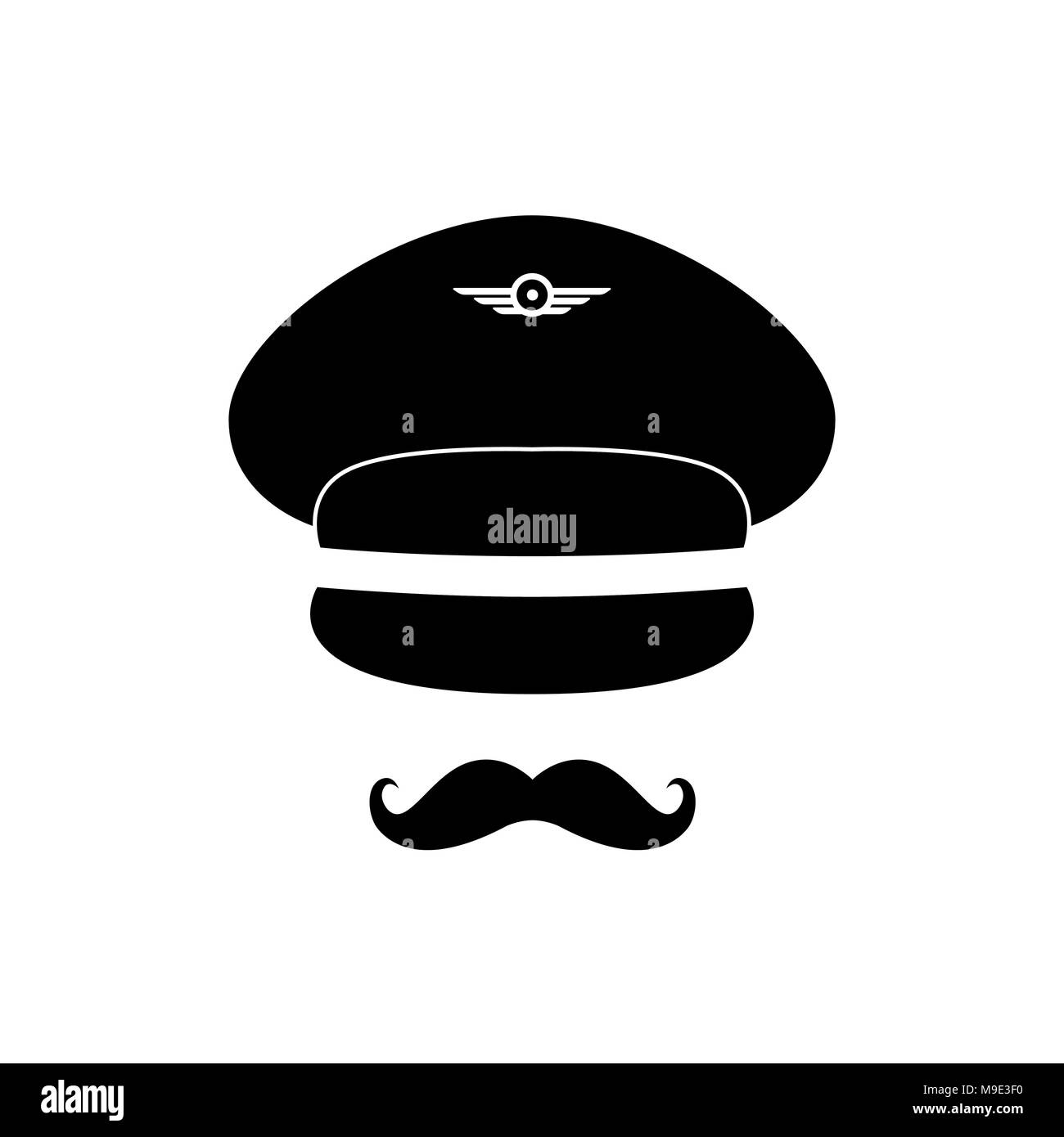 Pilot avatar. Pilot with cap and mustache. Vector illustration Stock ...