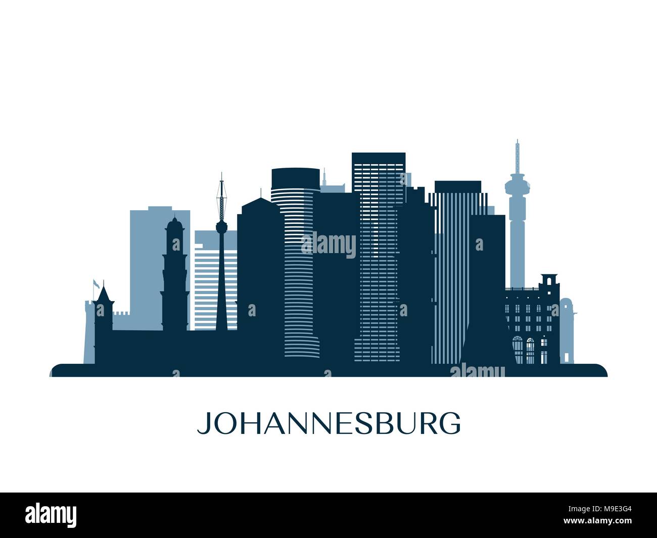Johannesburg skyline, monochrome silhouette. Vector illustration Stock ...