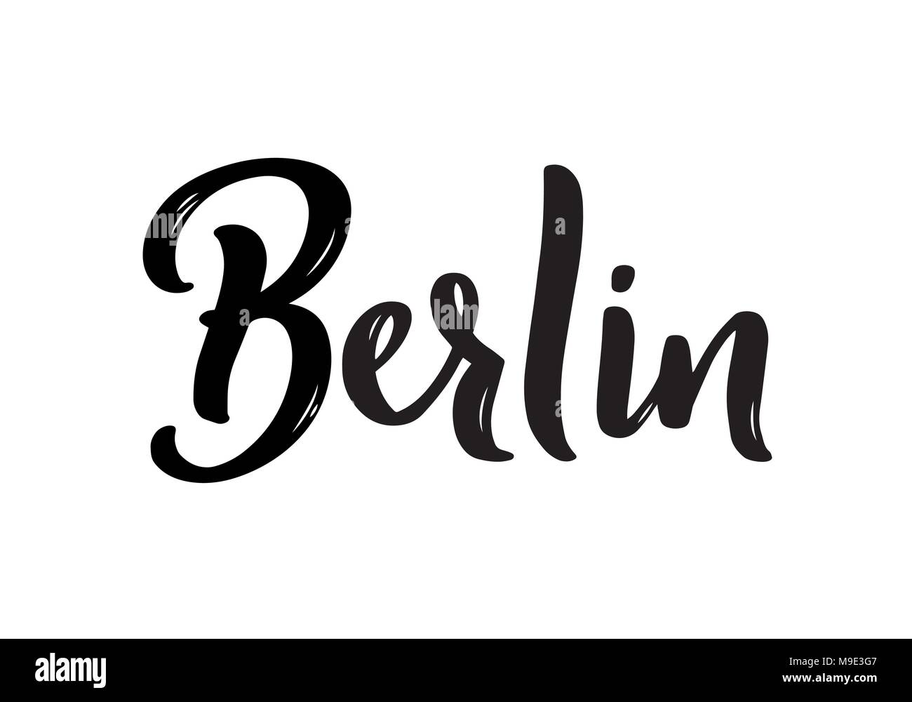 Berlin hand-lettering calligraphy. Hand drawn brush calligraphy. City ...