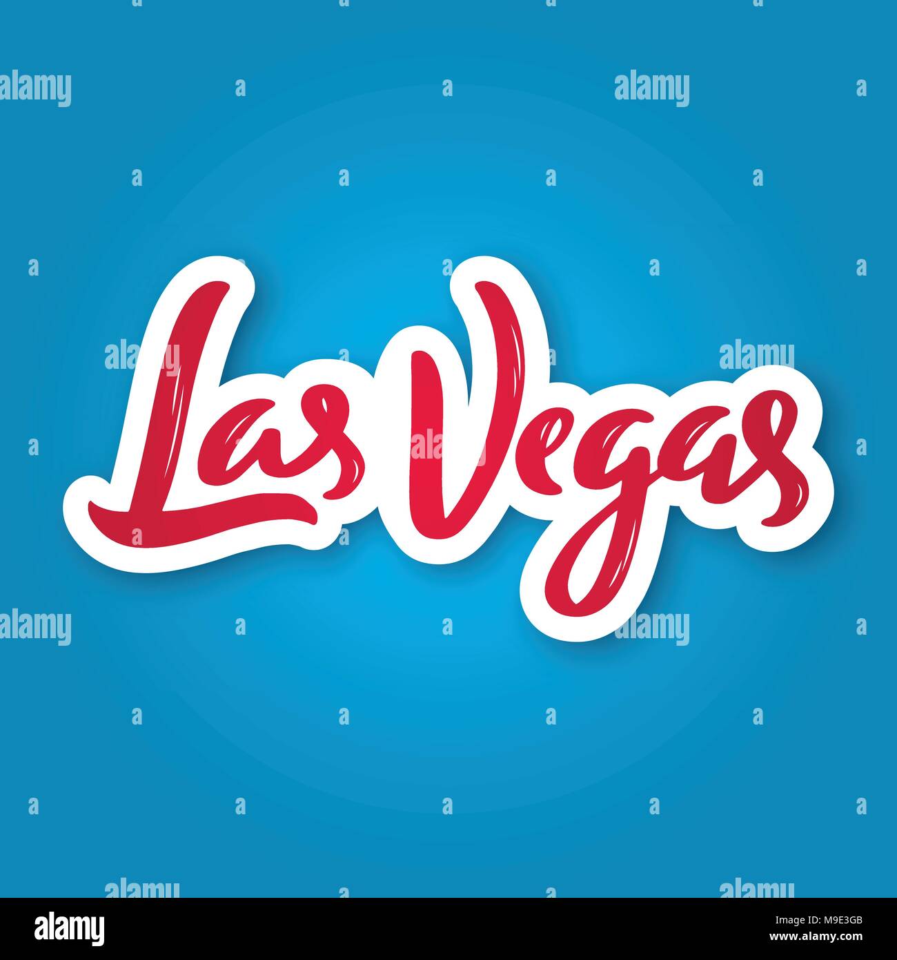 Las Vegas - hand drawn lettering phrase. Sticker with lettering in ...