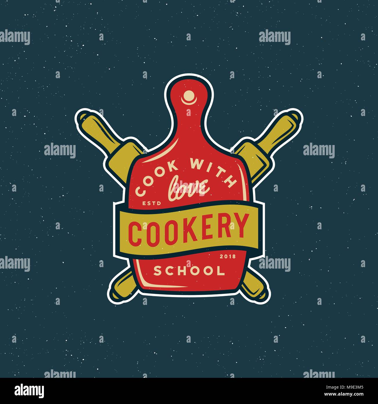 vintage cooking classes logo. retro styled culinary school emblem ...
