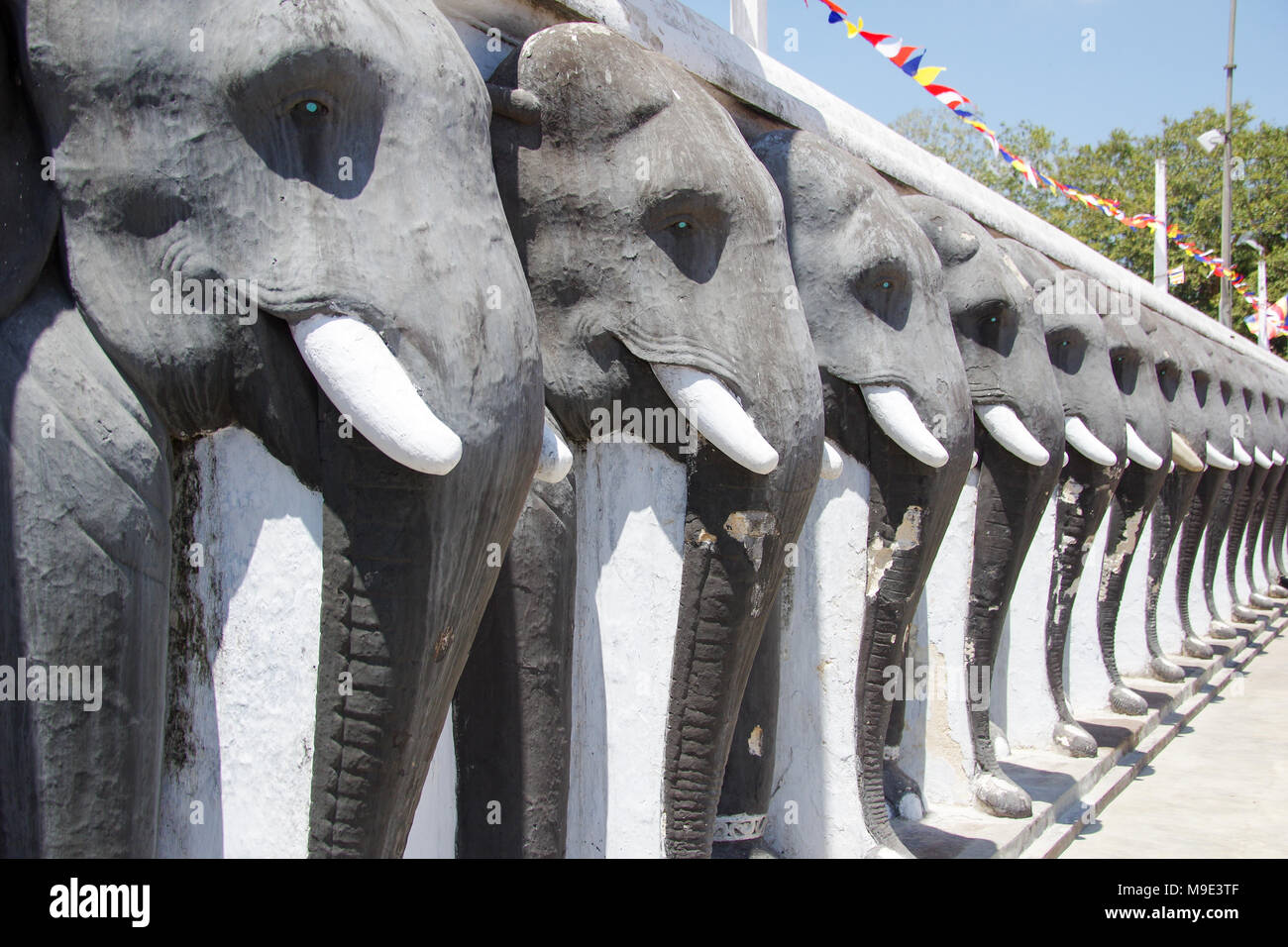 Elephant pillars surrounding the Ruwanwelisaya Stupa near Anuradhapura ...