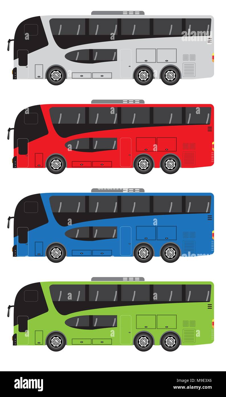 Set of Tour Bus or Intercity 12 Meter Bus Vector and Illustration Stock ...