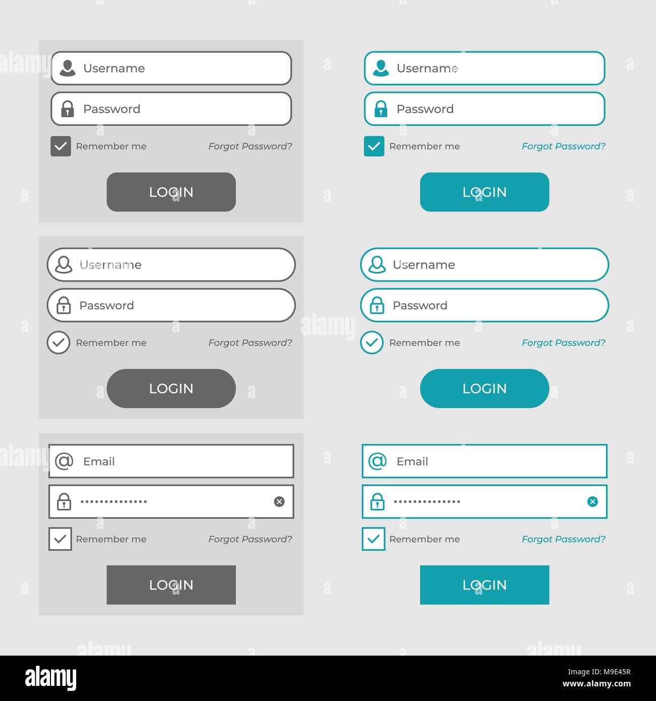 set of member login page design elements. vector illustration Stock ...