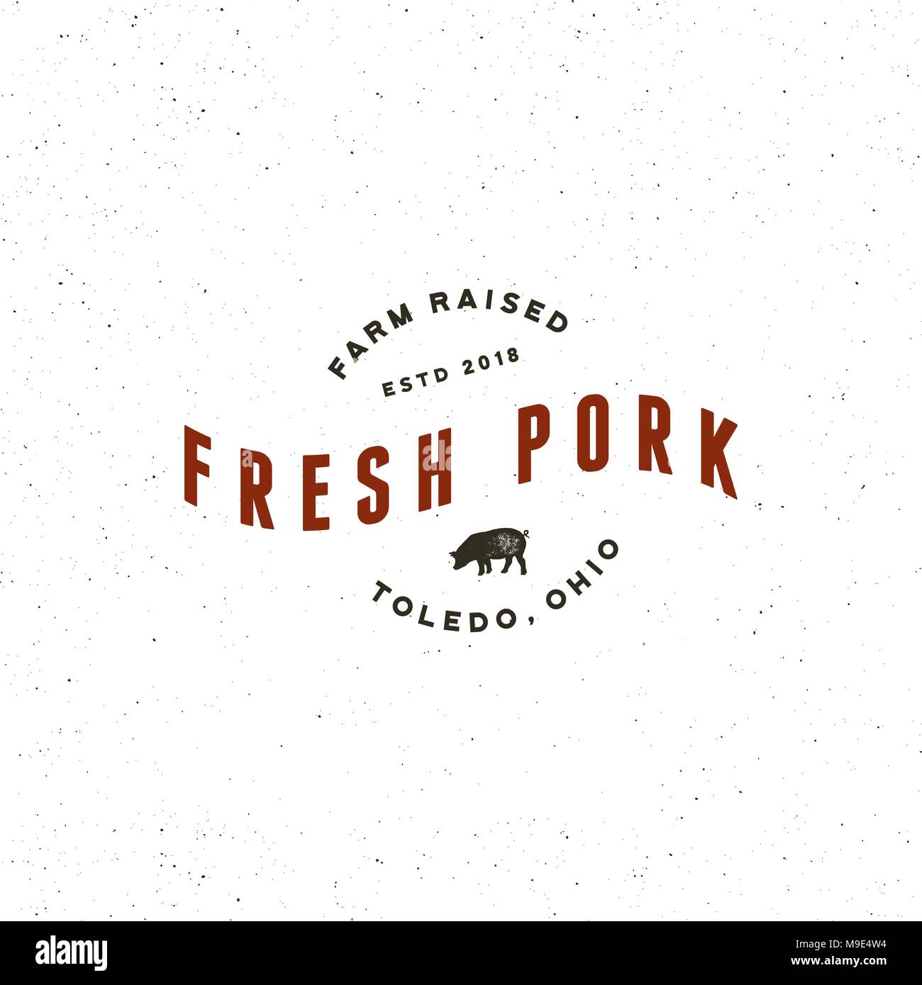 premium fresh pork label. retro styled meat shop emblem. vector ...