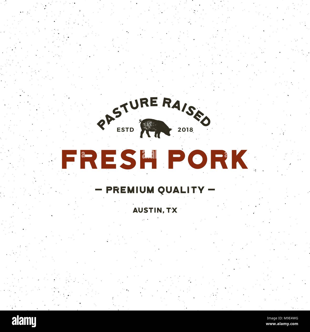 premium fresh pork label. retro styled meat shop emblem. vector ...
