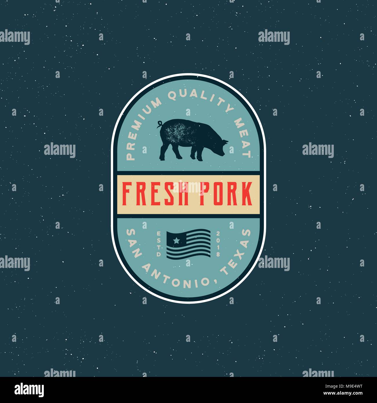 premium fresh pork label. retro styled meat shop emblem. vector ...