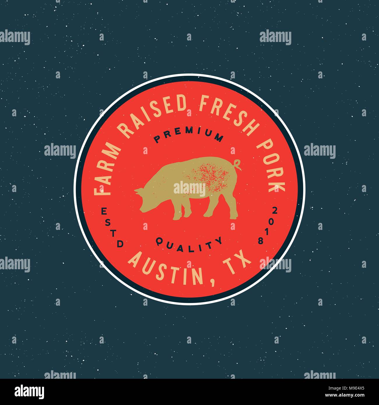 premium fresh pork label. retro styled meat shop emblem. vector ...