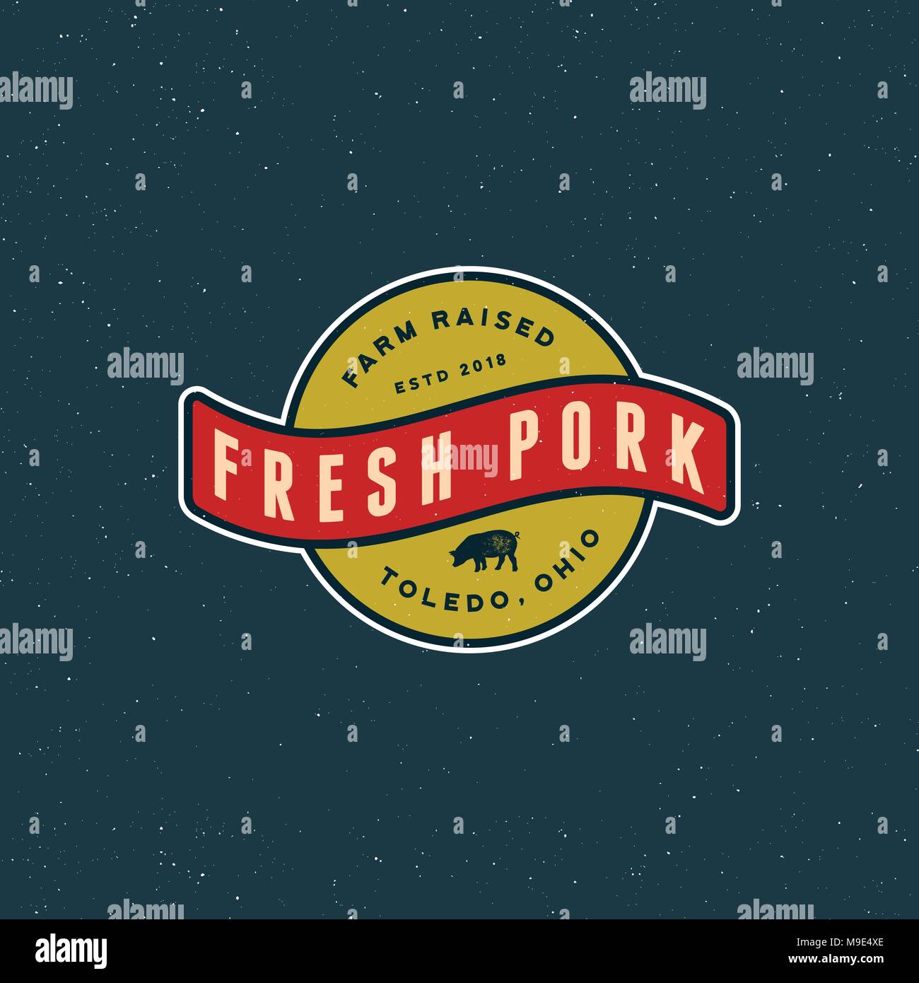 premium fresh pork label. retro styled meat shop emblem. vector ...