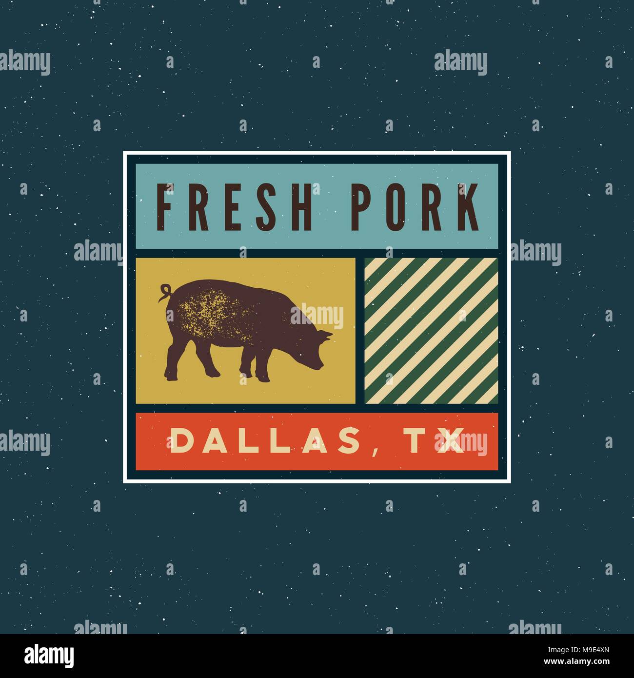 premium fresh pork label. retro styled meat shop emblem. vector ...