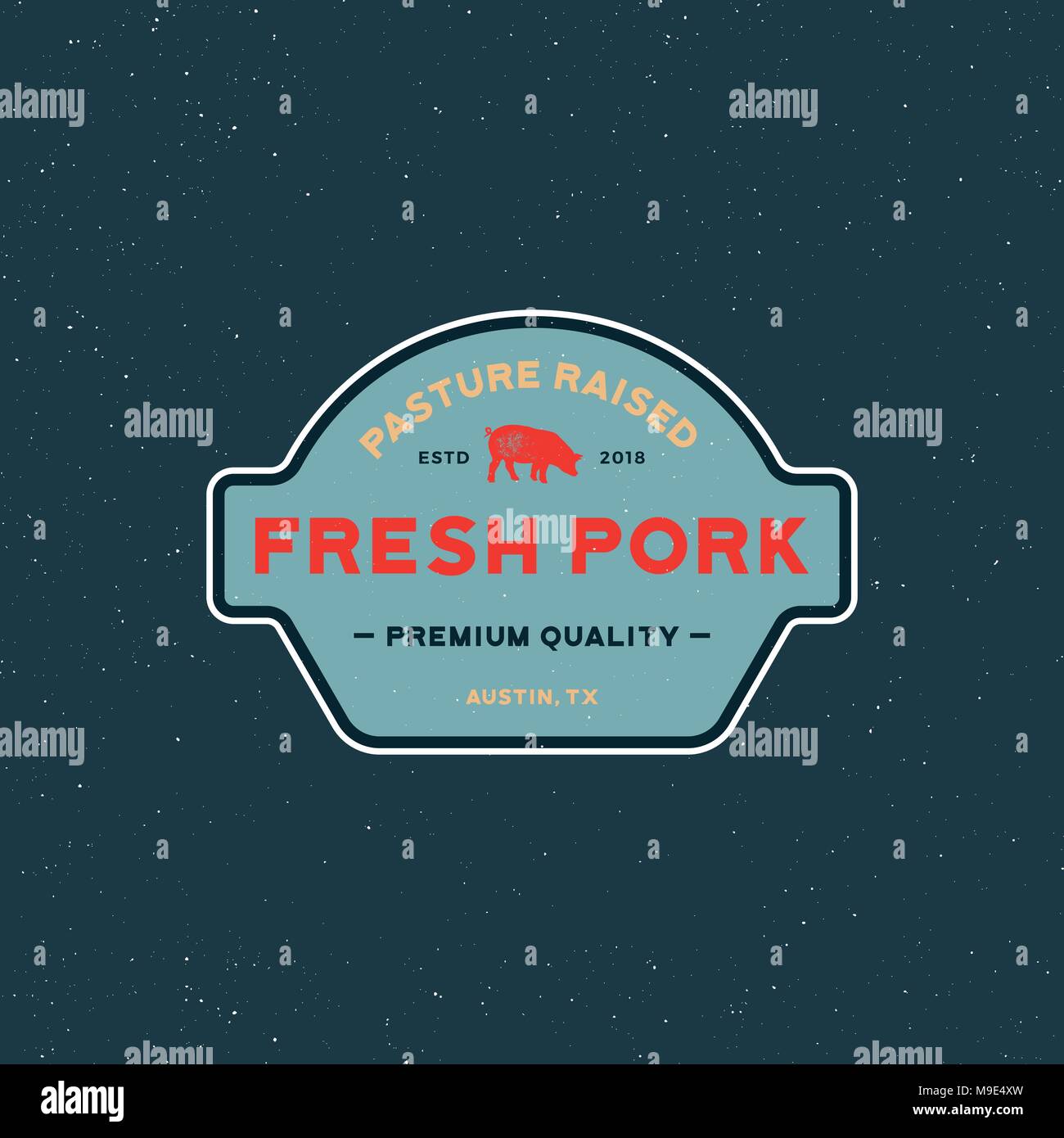 premium fresh pork label. retro styled meat shop emblem. vector ...