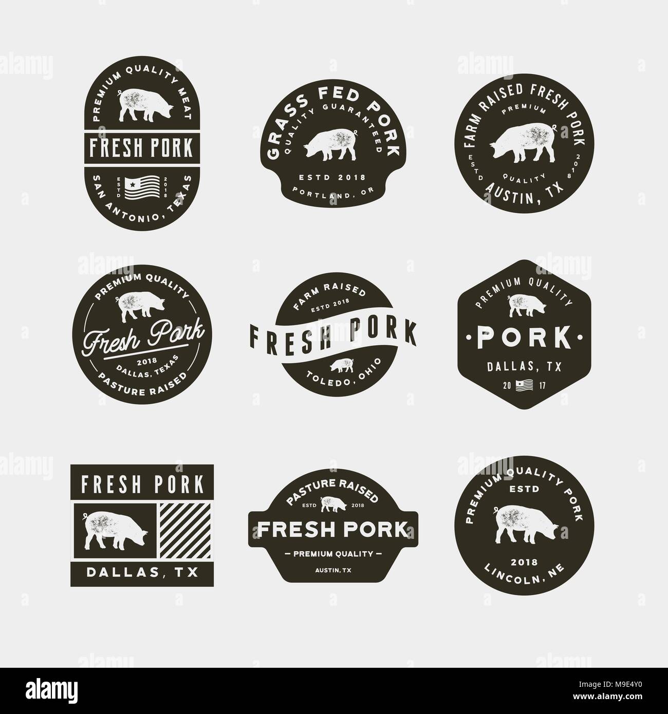 Set Of Pork Labels High Resolution Stock Photography and Images - Alamy