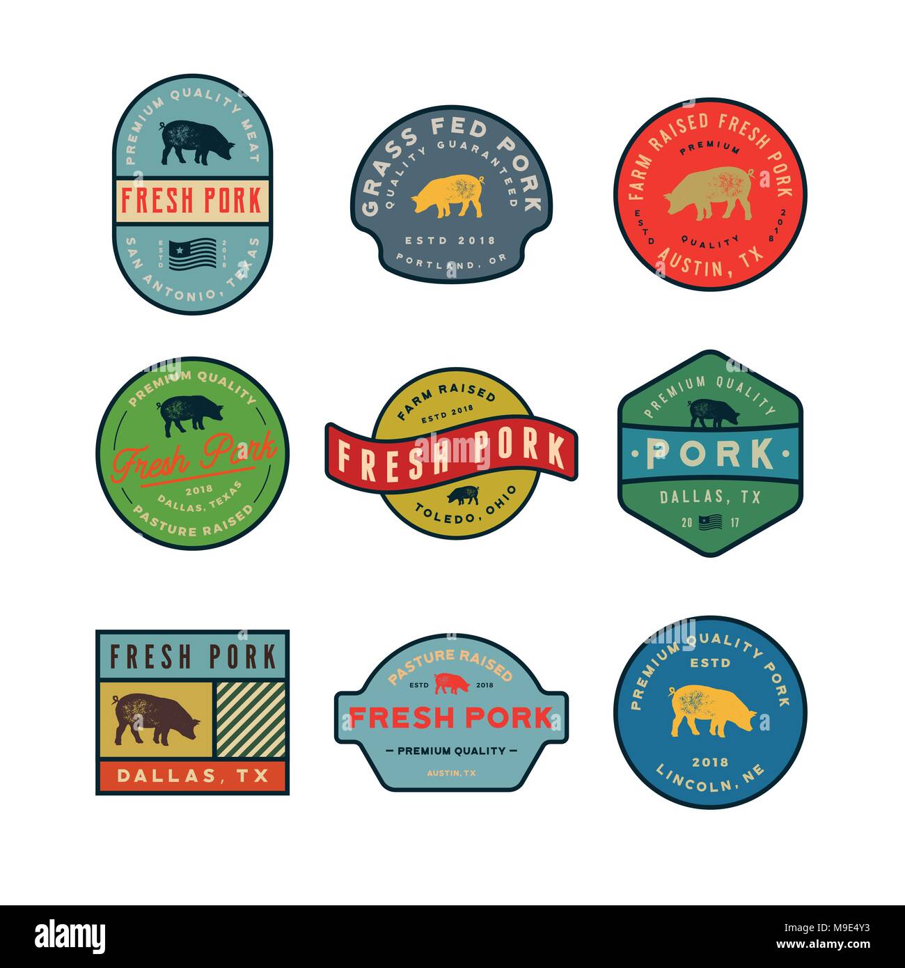 set of premium fresh pork labels. vector illustration Stock Vector ...