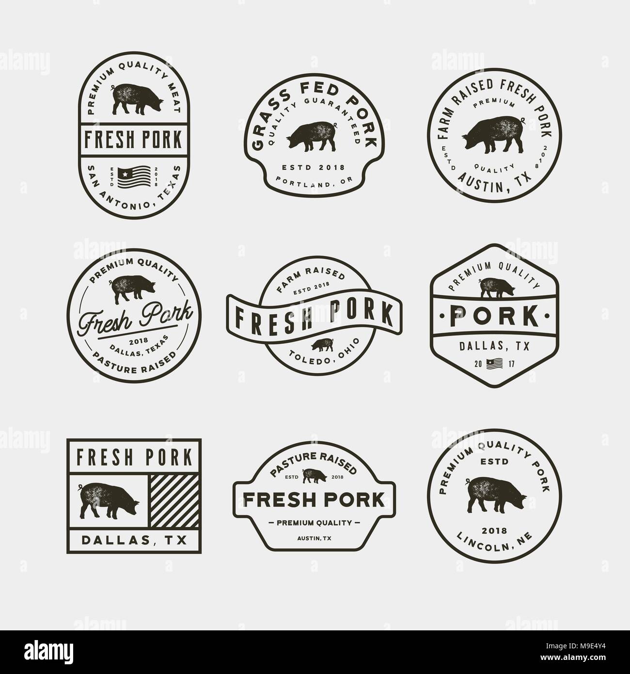 Set Of Pork Labels High Resolution Stock Photography and Images - Alamy