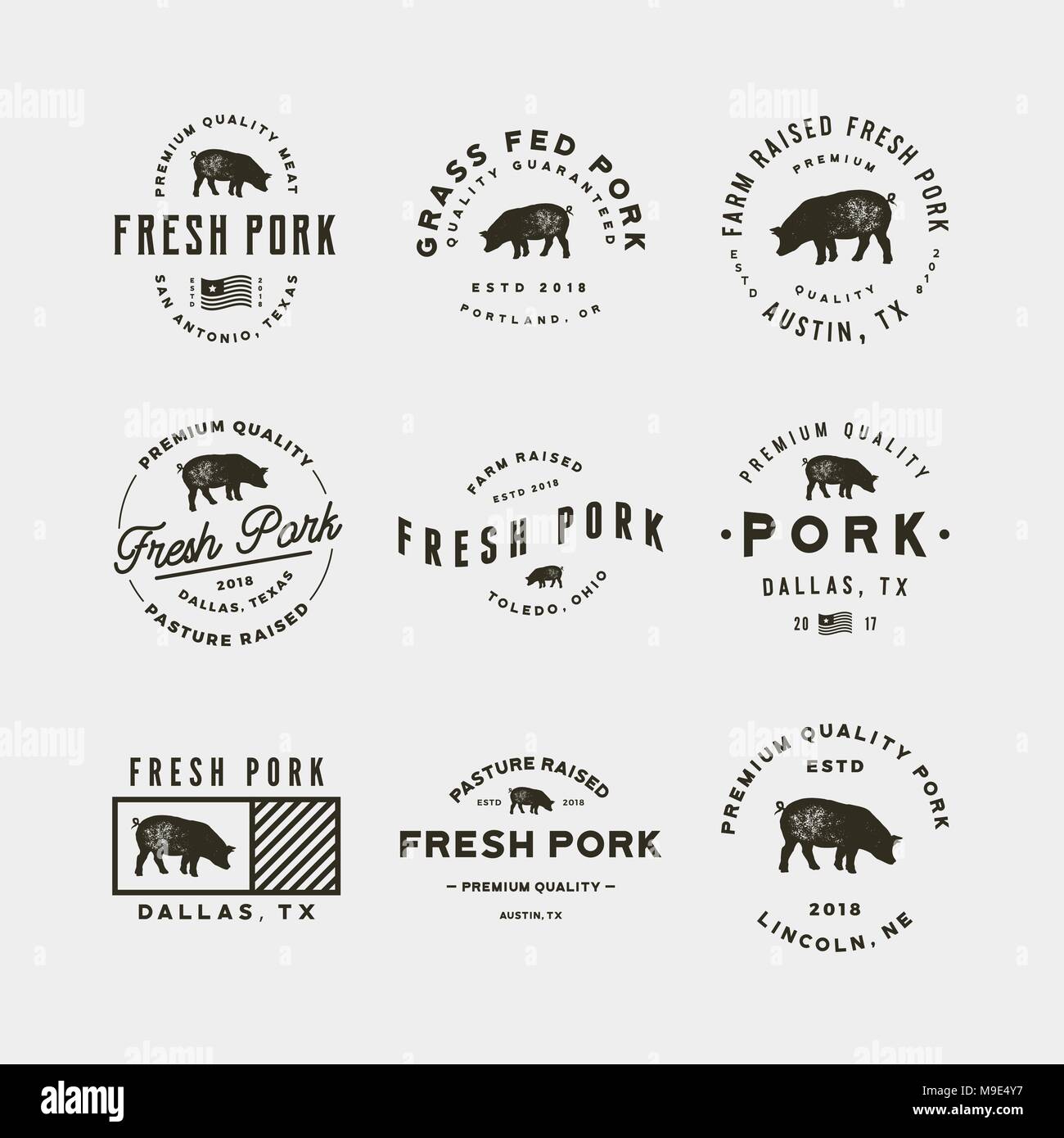 set of premium fresh pork labels. vector illustration Stock Vector ...