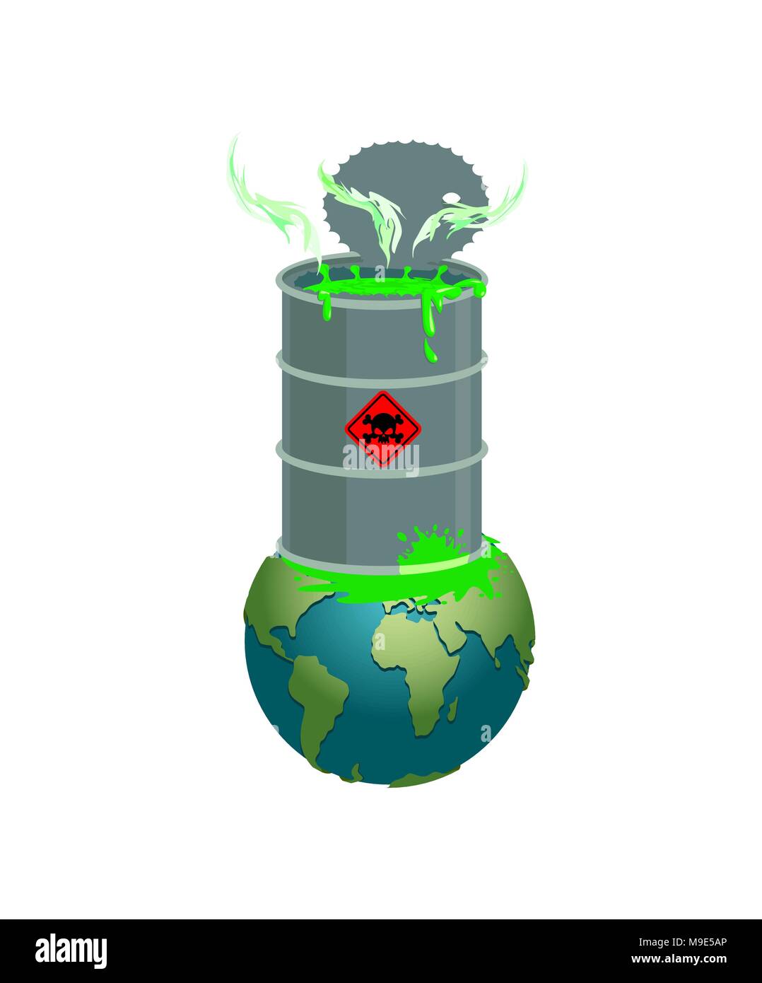 Chemical waste Barrel and earth. Pollution of planet. Nuclear waste ...