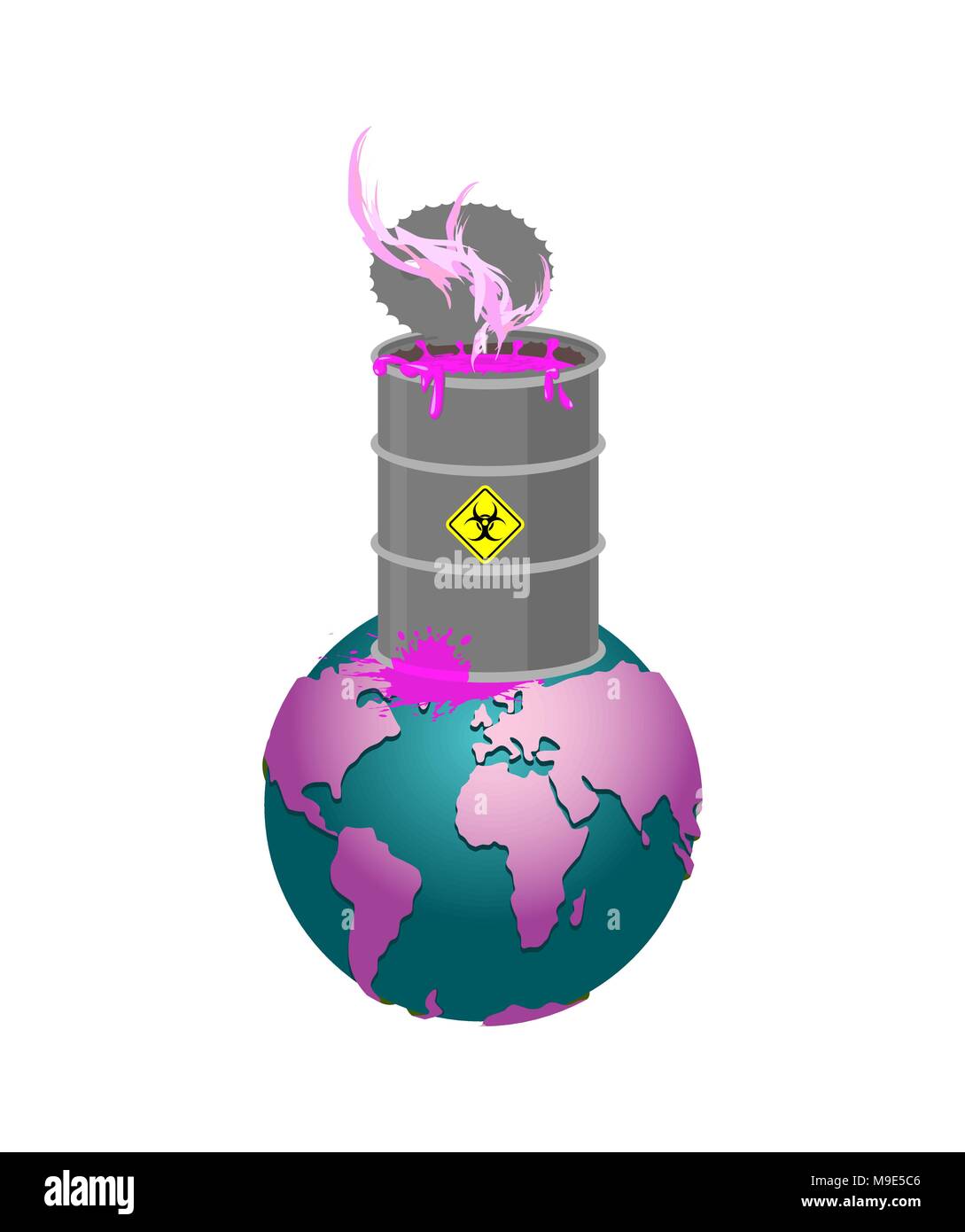 Chemical waste Barrel and earth. Pollution of planet. Nuclear waste ...