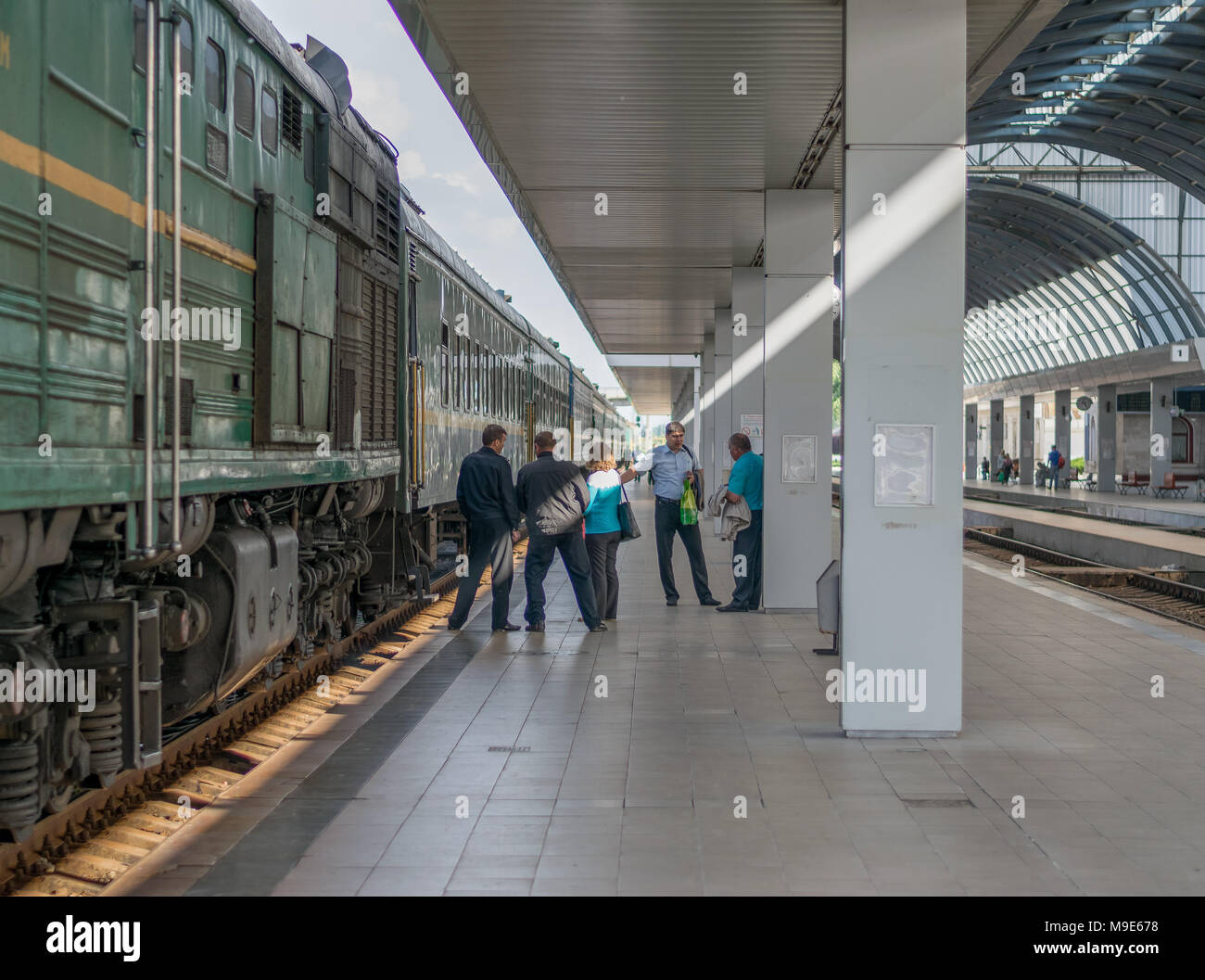 CHISINAU, MOLDOVA - 11 MAY, 2016: People in the Central train station ...