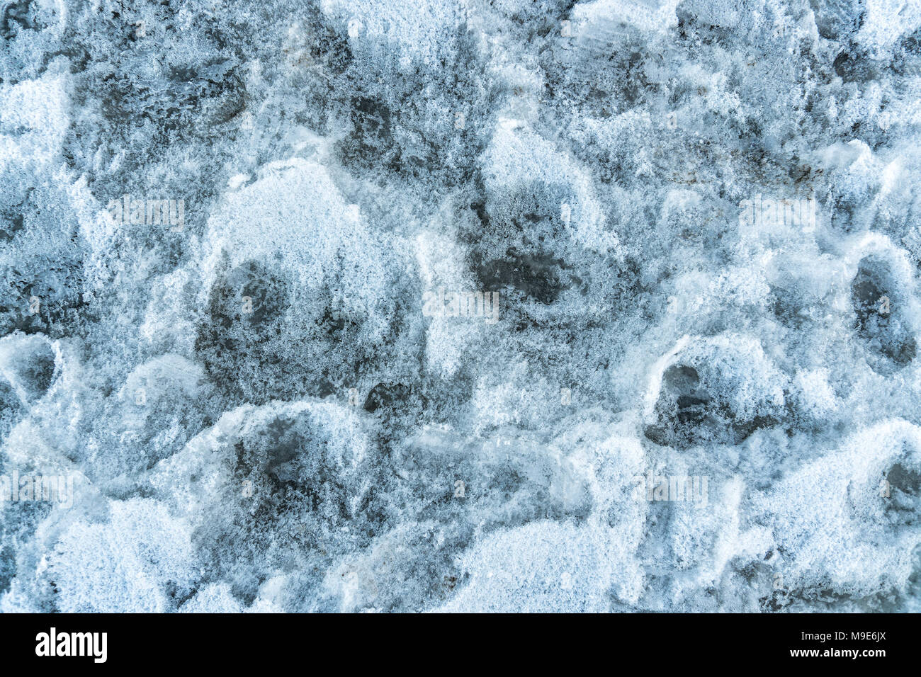texture of ice crust in winter on the lake Stock Photo - Alamy