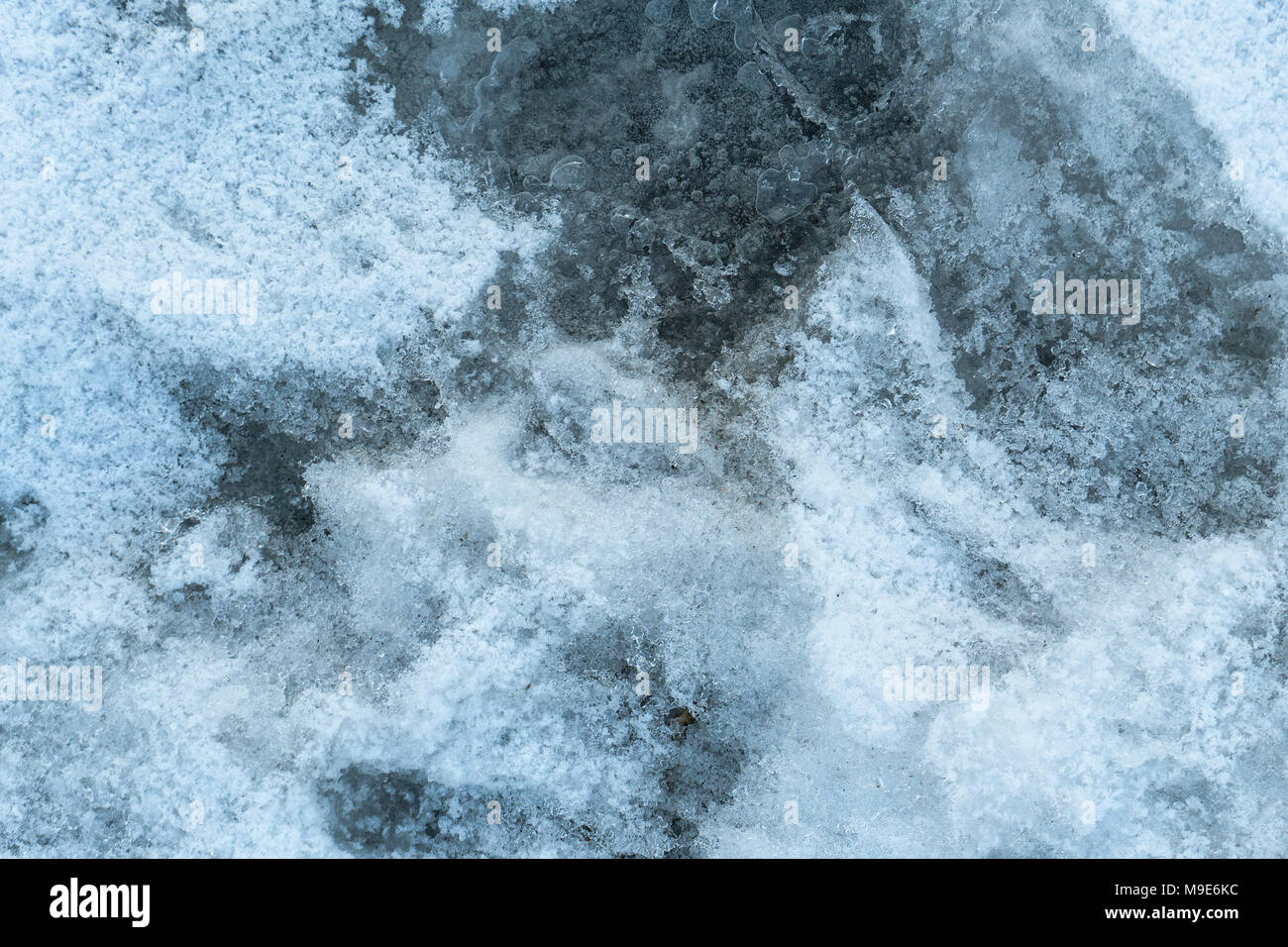 texture of ice crust in winter on the lake Stock Photo - Alamy