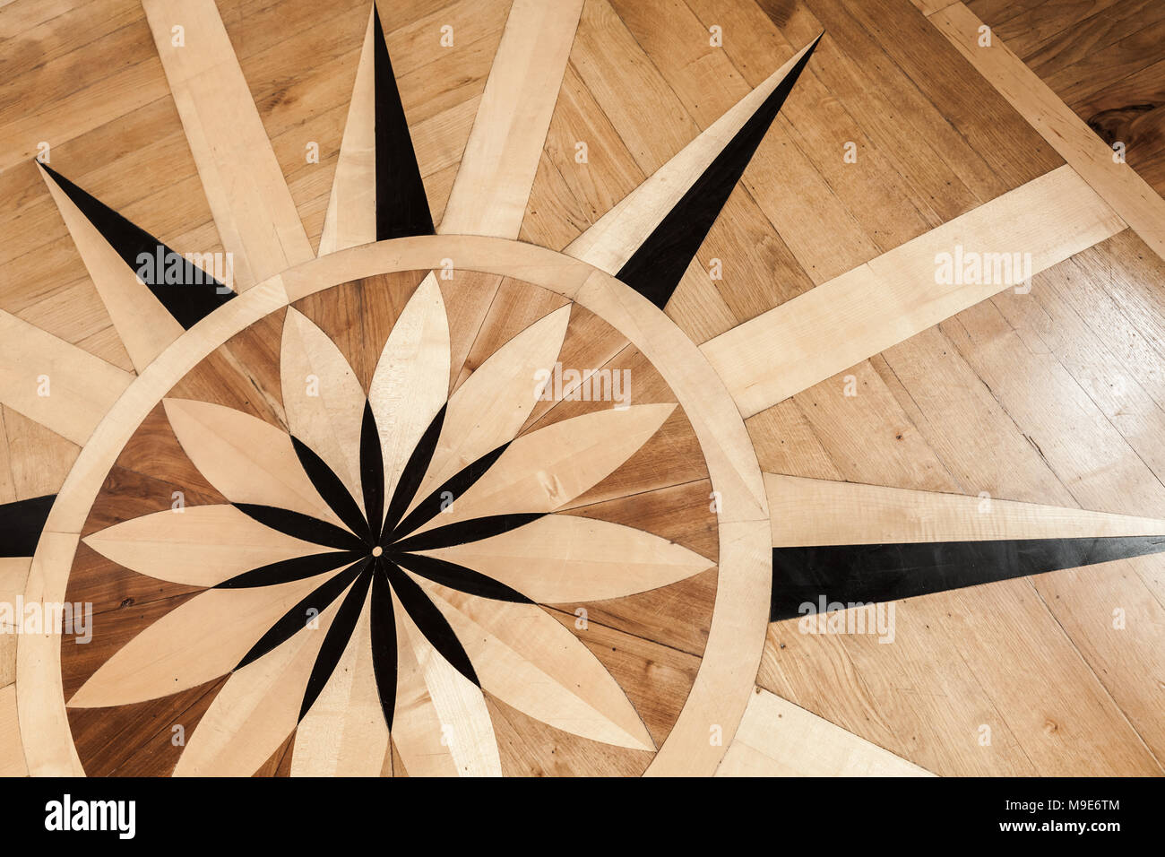 Vintage wooden parquet with retro pattern. Background photo texture ...