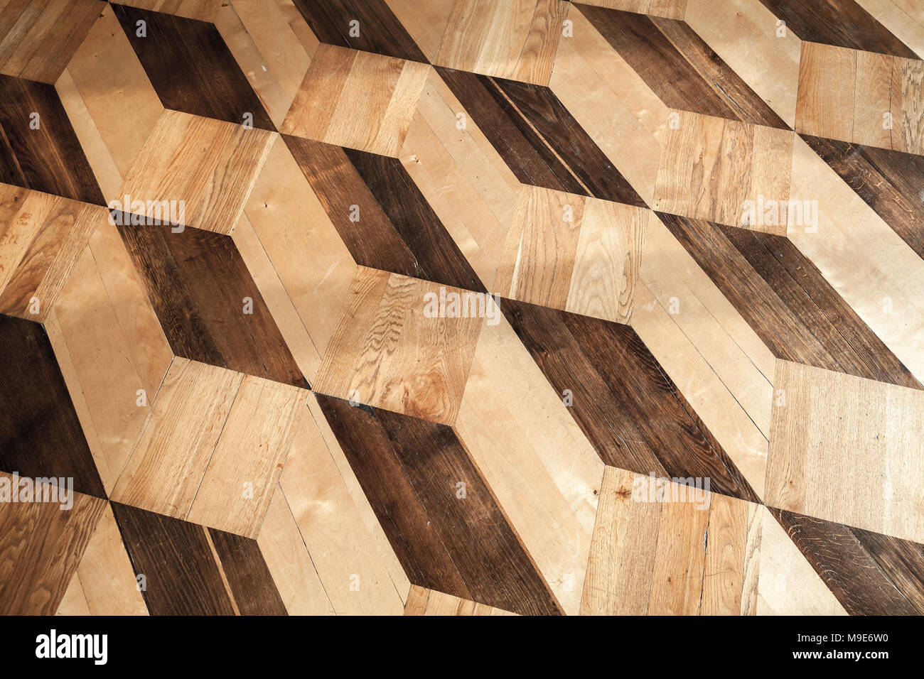 Classic wooden parquet design, volume cubes illusion. Flooring ...