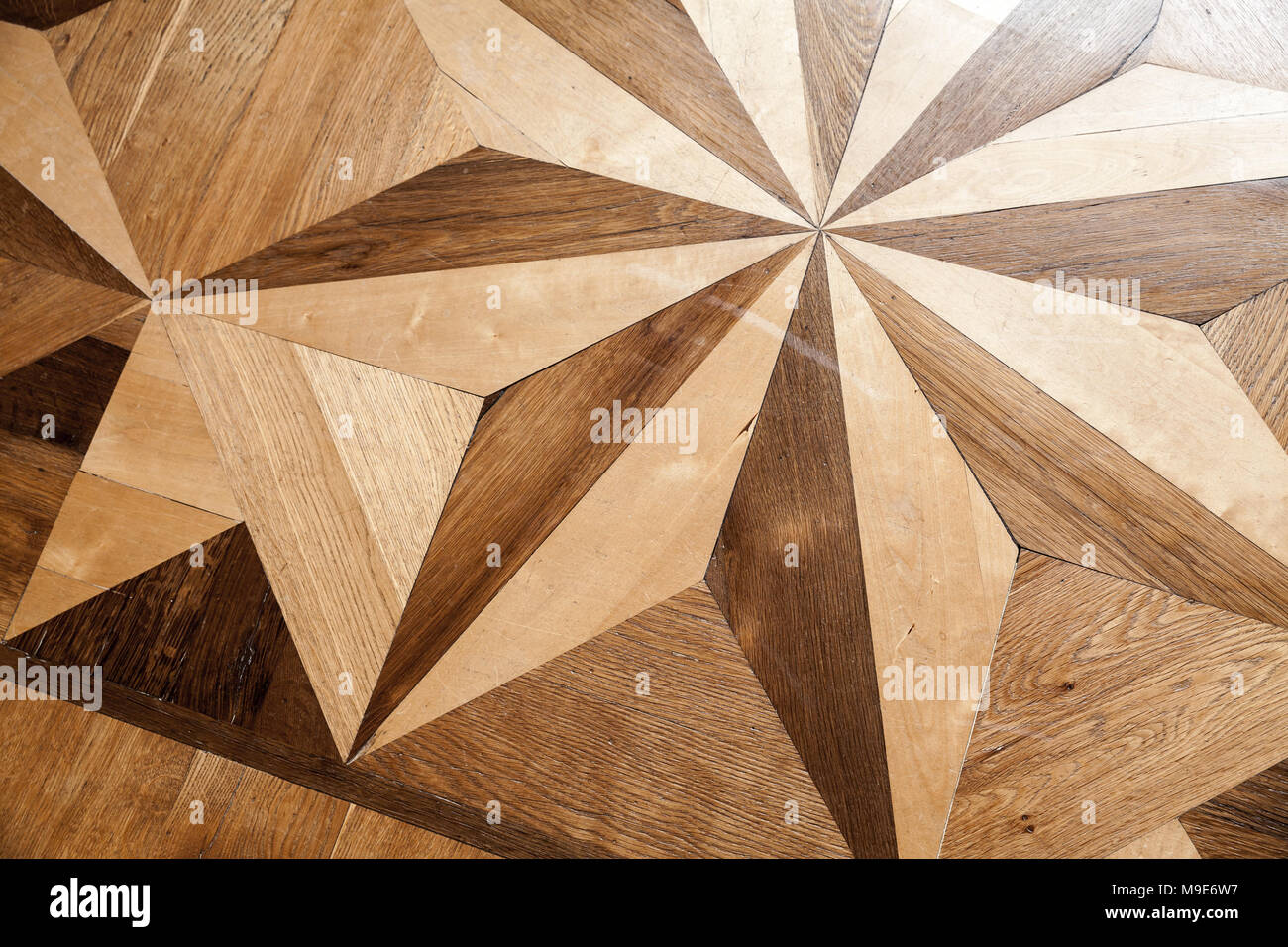 Vintage wooden parquet with geometric pattern. Background photo texture ...