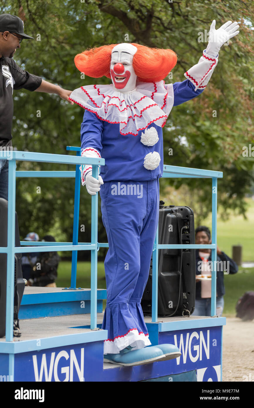Chicago , Illinois, USA - August 12, 2017: Bozo the Clown in the parade ...