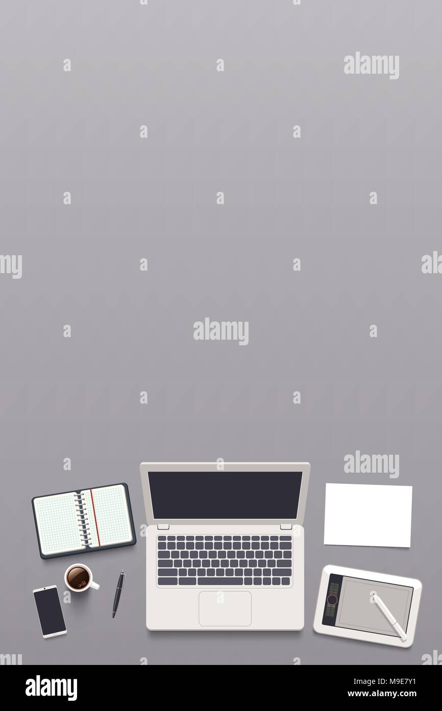 Business workspace on top view Stock Vector Images - Alamy