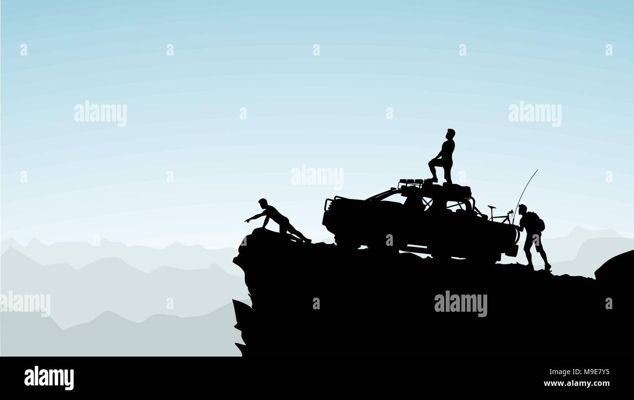 Travel car in mountains Stock Vector Images - Alamy