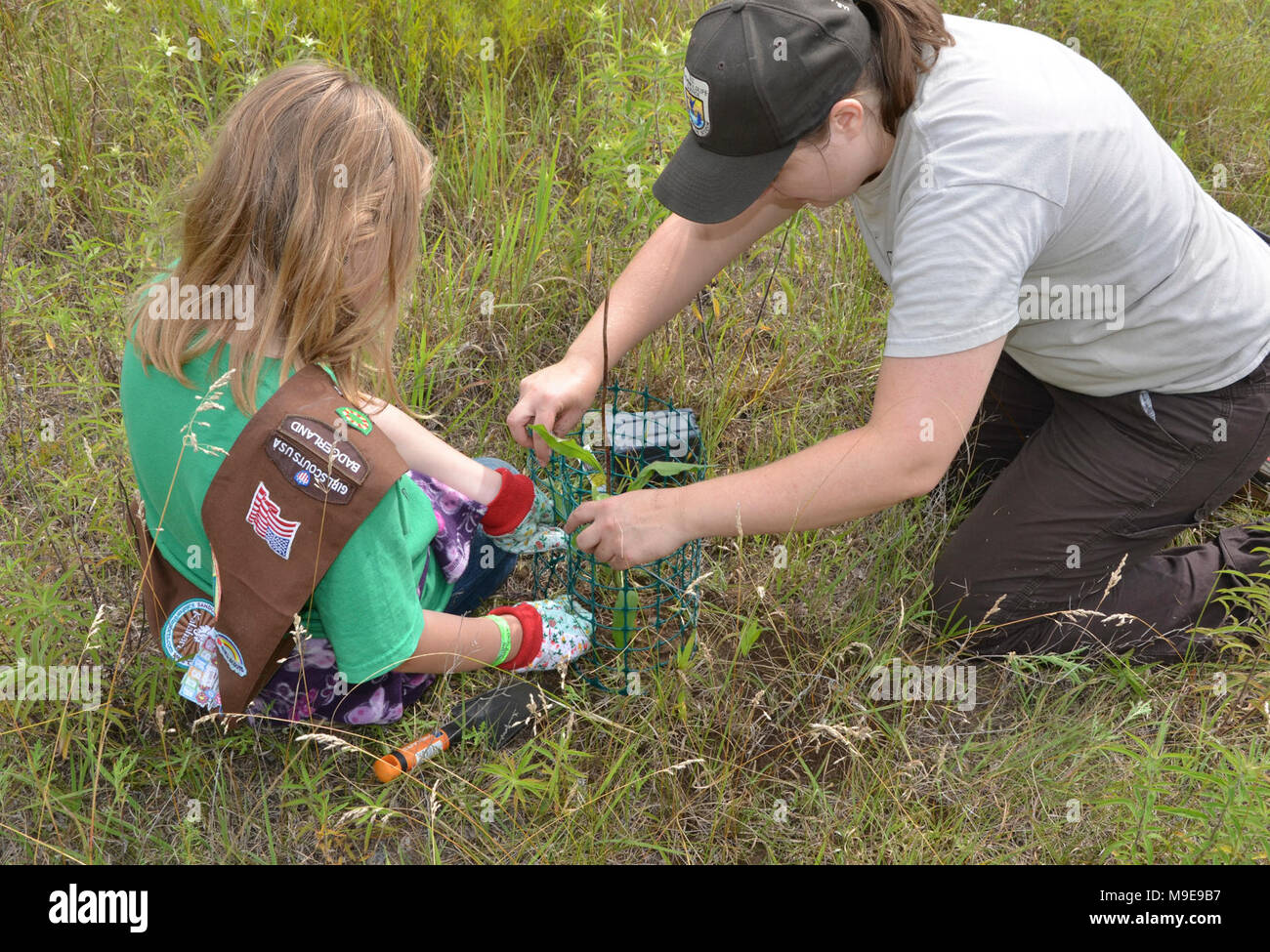 Girl Scouts Prairie Planting Stock Photo - Alamy