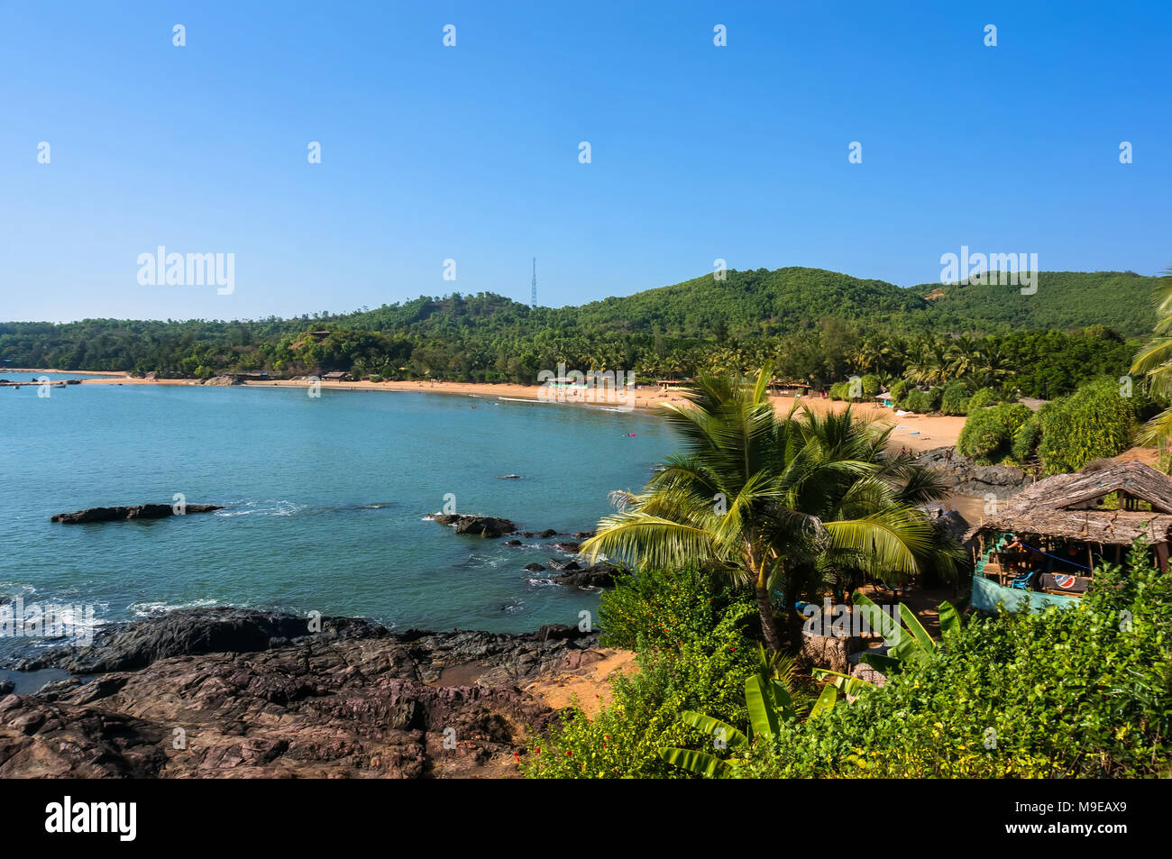 The most beautiful Om beach near Gokarna town in India Stock Photo - Alamy